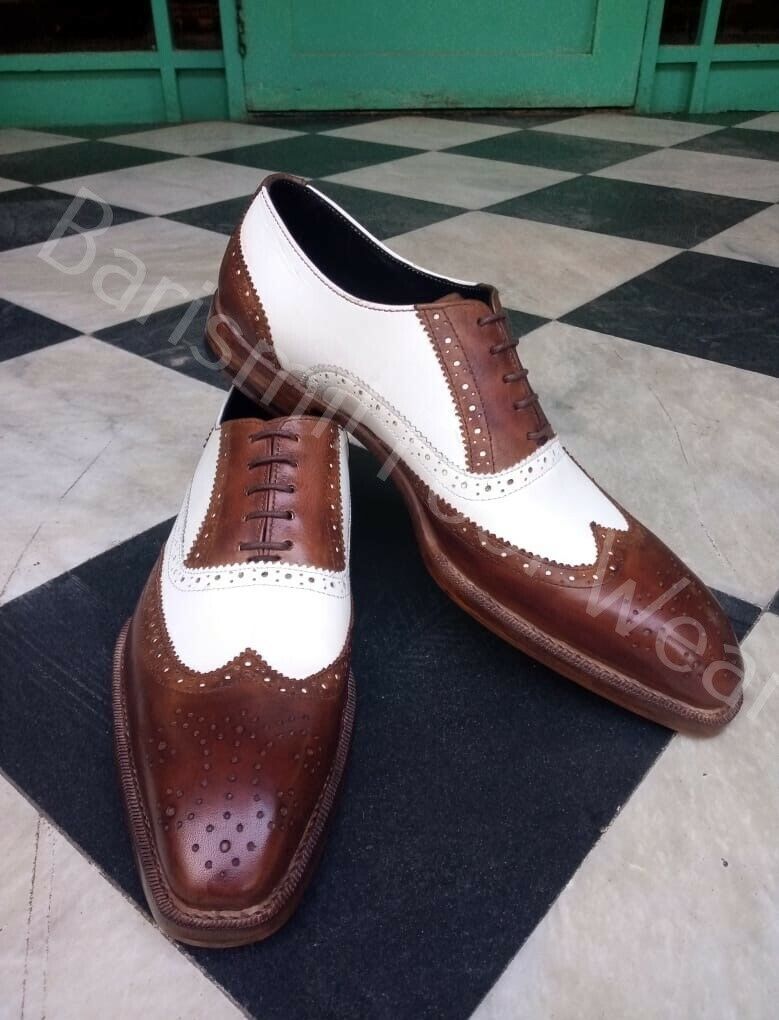 Men's Handmade spectator Dress Shoes Lace up spectator shoes for men ...