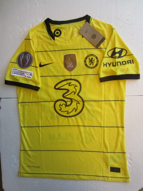 Kai Havertz Chelsea FC UCL Match Slim Fit Yellow Away Soccer Jersey ...