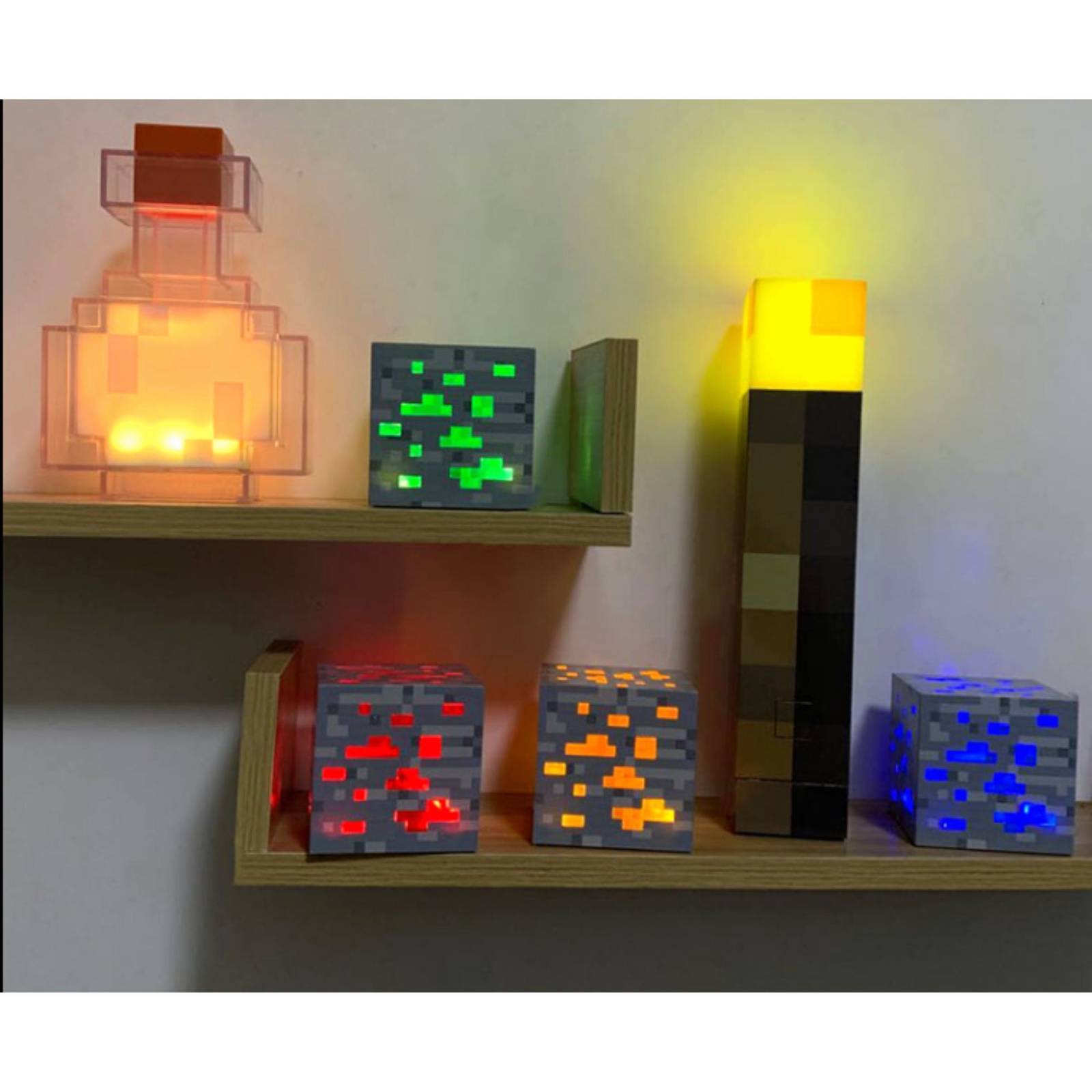 Minecraft Inspired Nightlight , Color Changing Ore Desk Lamp, Minecraft ...