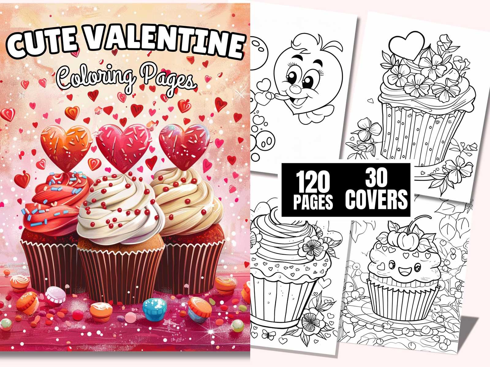Valentine's Day Coloring Pages, Kawaii Printable, Cute Valentine's ...