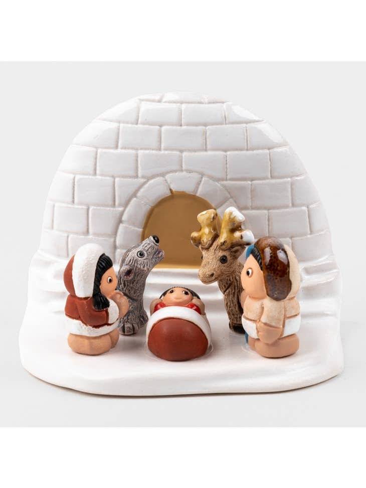 Handmade Unique Ceramic Color Igloo Arctic Eskimo Creche Nativity Small ...