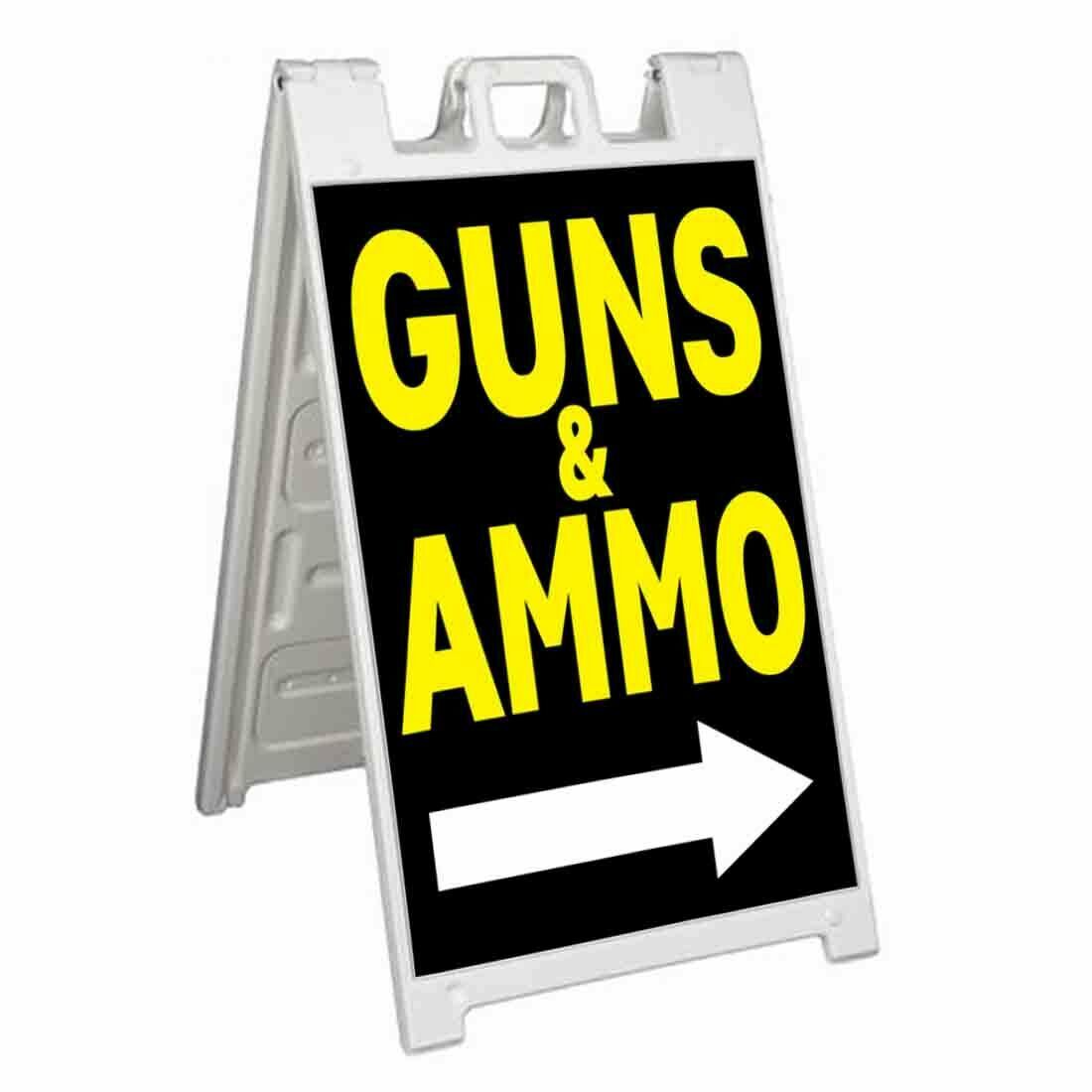 GUNS & AMMO RIGHT ARROW Signicade 24x36 Aframe Sidewalk Sign Banner ...