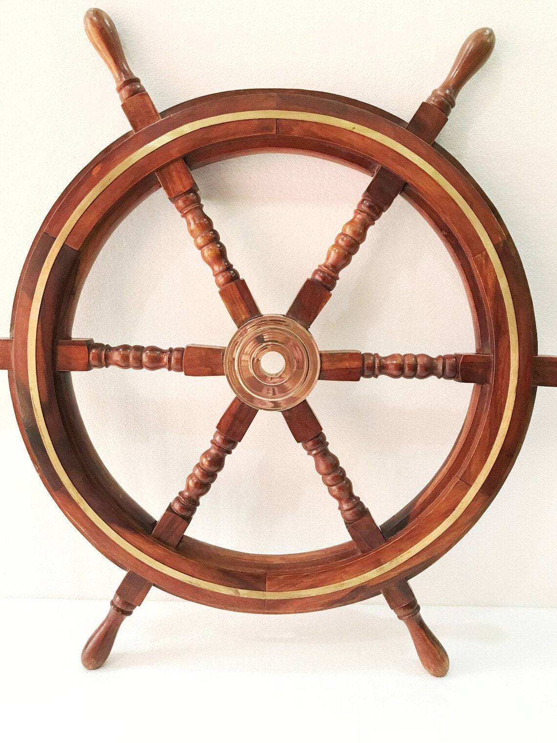 Antique Wooden Maritime Decor 36" Captains Ship wheel Wall Hanging Home ...
