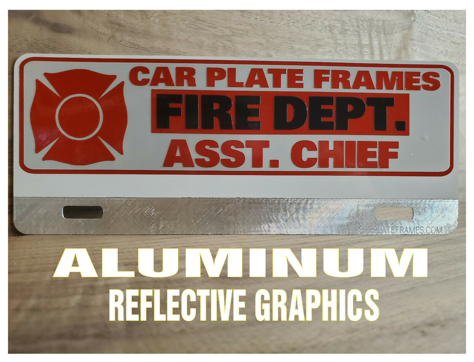 10"X4" METAL REFLECTIVE Firefighter EMT FIRE License Plate frame Topper ...