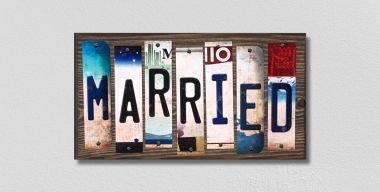 Married License Plate Tag Strips Novelty Wood Signs - Plaques & Signs