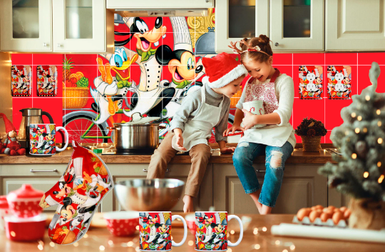 Mickey And Minney Mouse Venice Carnival ceramic tile mural backsplash ...