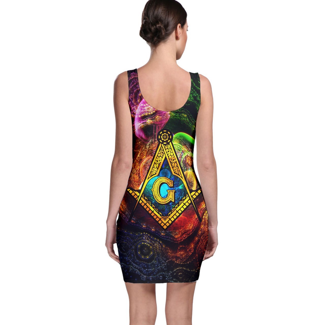 new rare Sexy Bodycon Dress Illuminati masonic freemason psychedelic ...