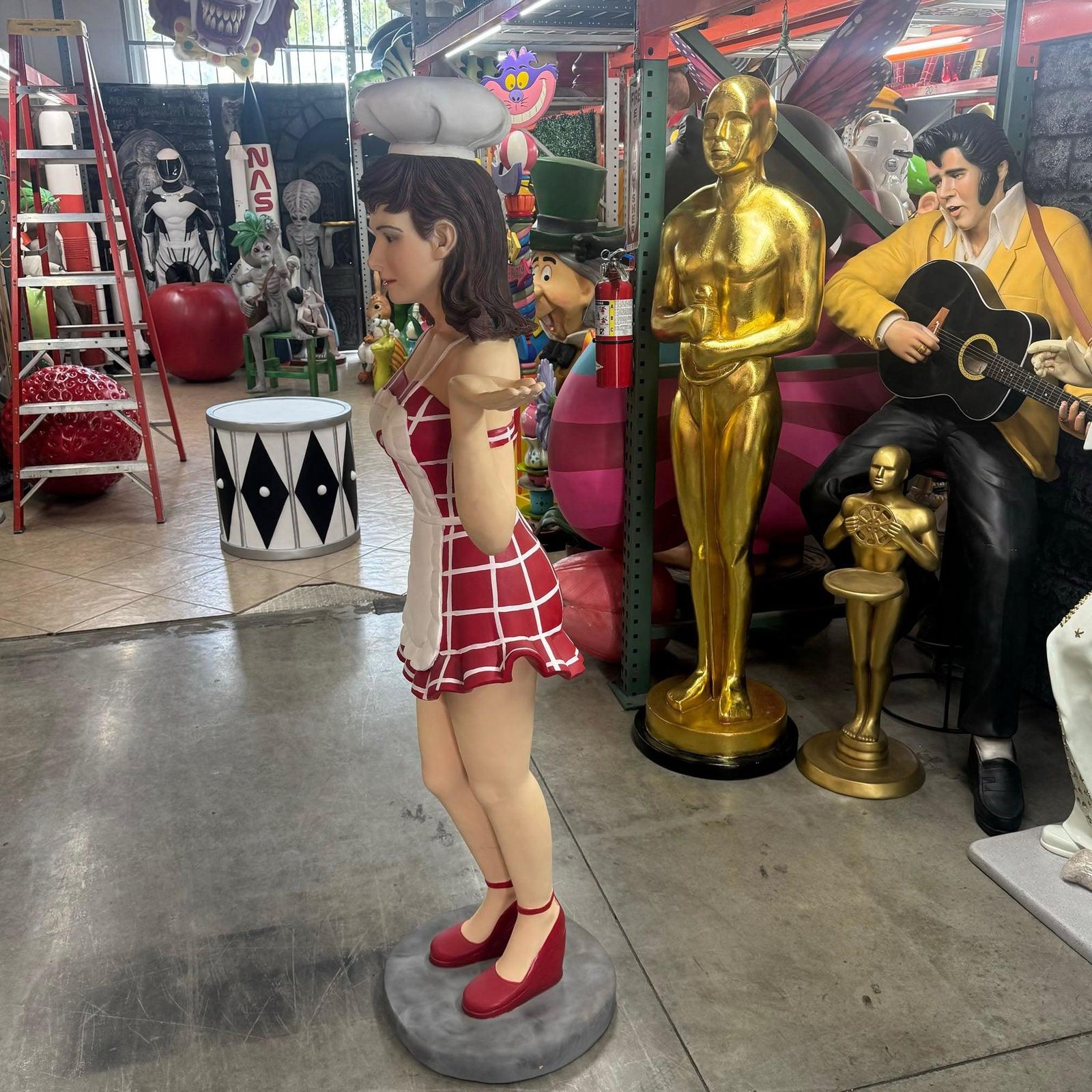 Waitress Cook Life Size Statue - Home Décor