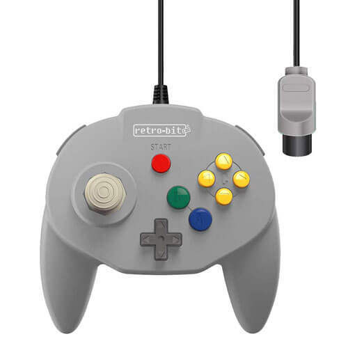 Retro-Bit Tribute64 N64 Wired Controller - Classic Grey - Controllers ...