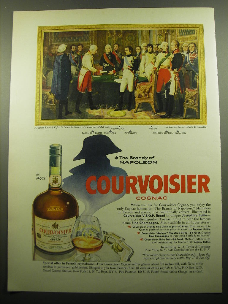 1957 Courvoisier Cognac Ad - The Brandy of Napoleon - 1980-89