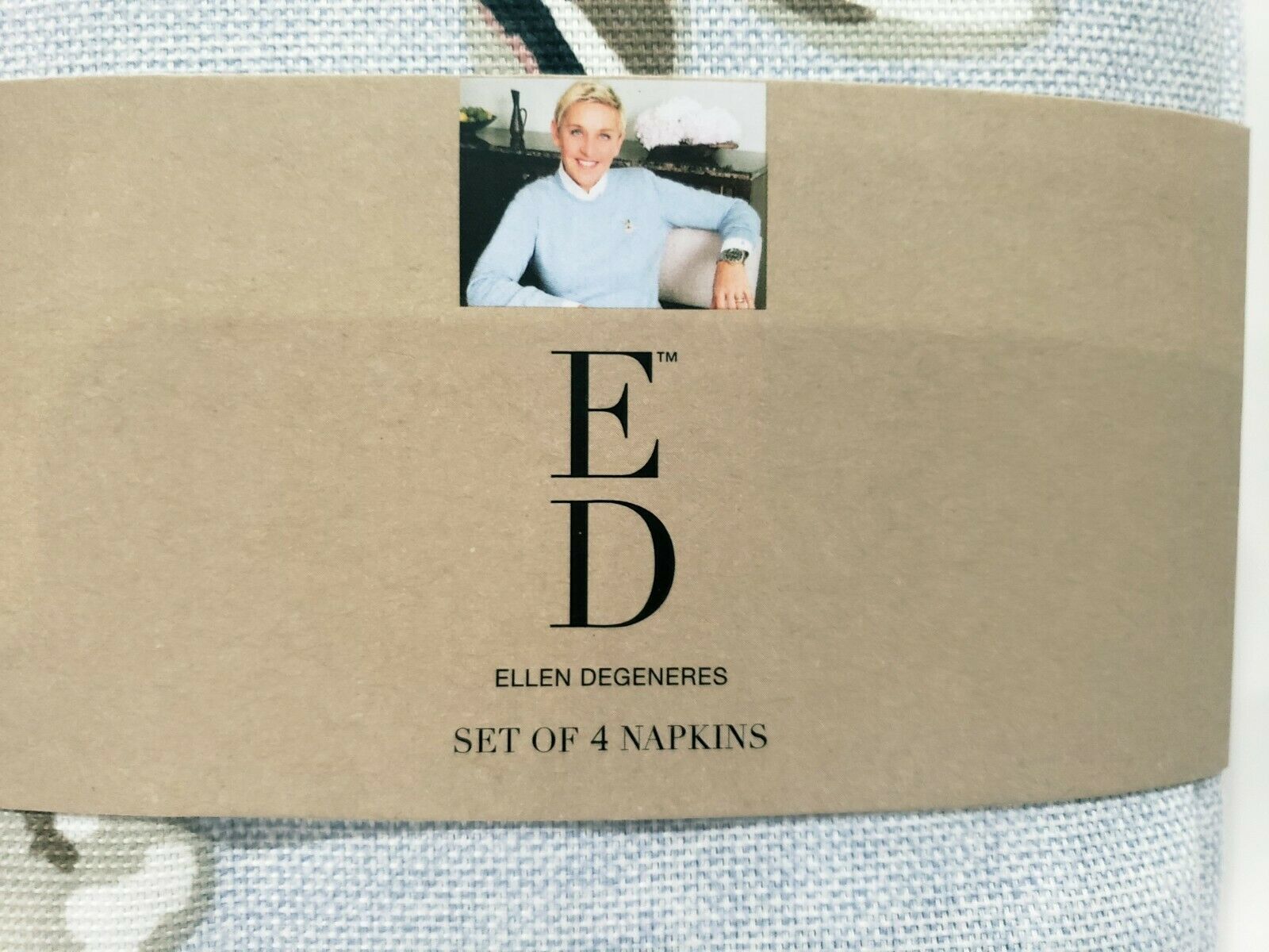 Ellen Degeneres Easter Bunny Rabbit Cloth Napkins Blue Tan Gray Spring ...