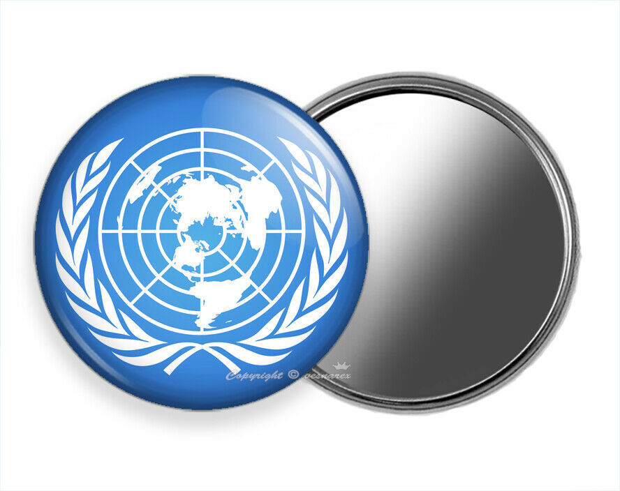 UN UNITED NATIONS PEACEKEEPER FLAG SYMBOL POCKET PURSE MAKEUP MIRROR ...
