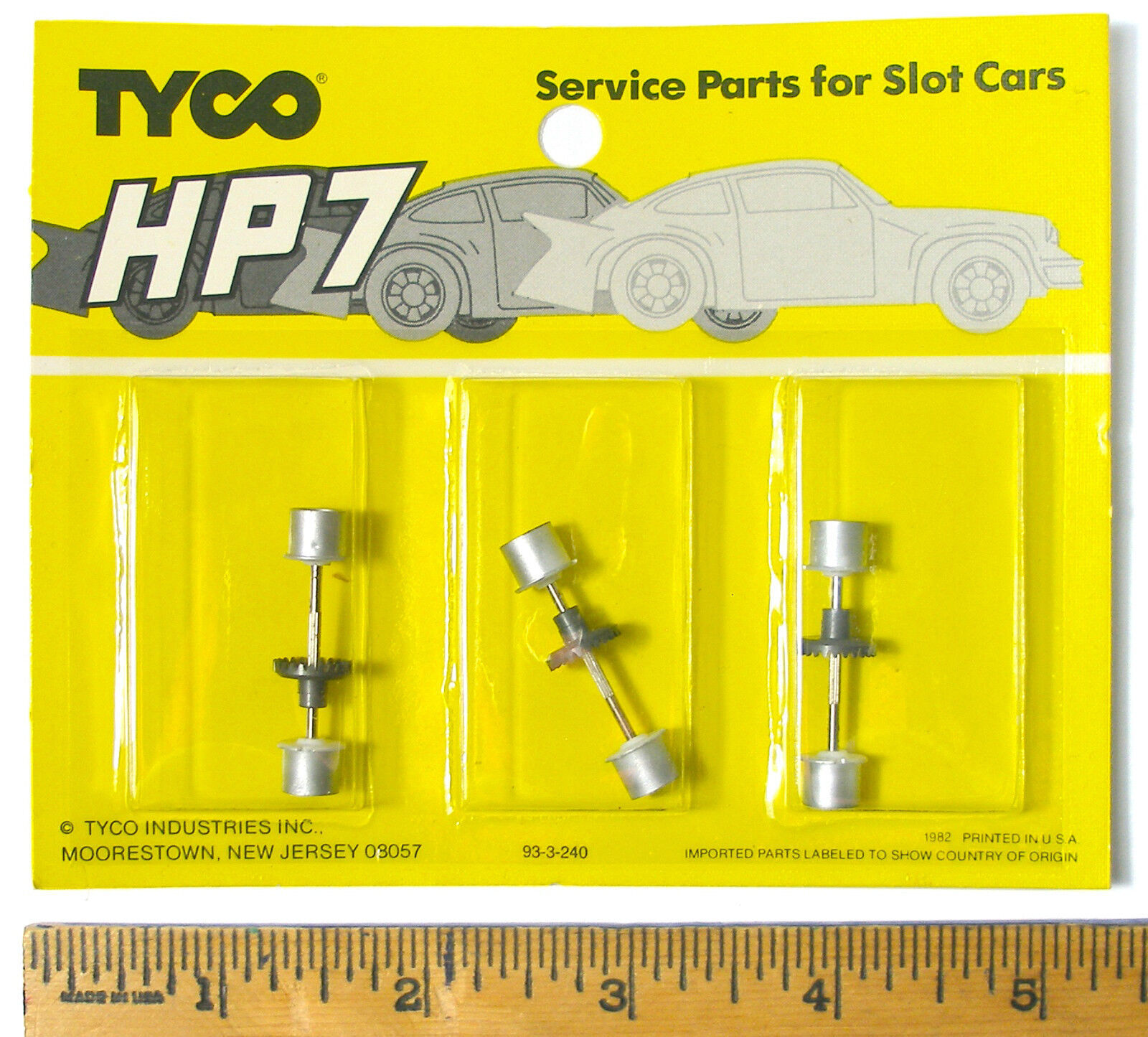 3pc TYCO HO Slot Car Factory Service Parts HP-7 CROWN GEAR WHEEL AXLE ...