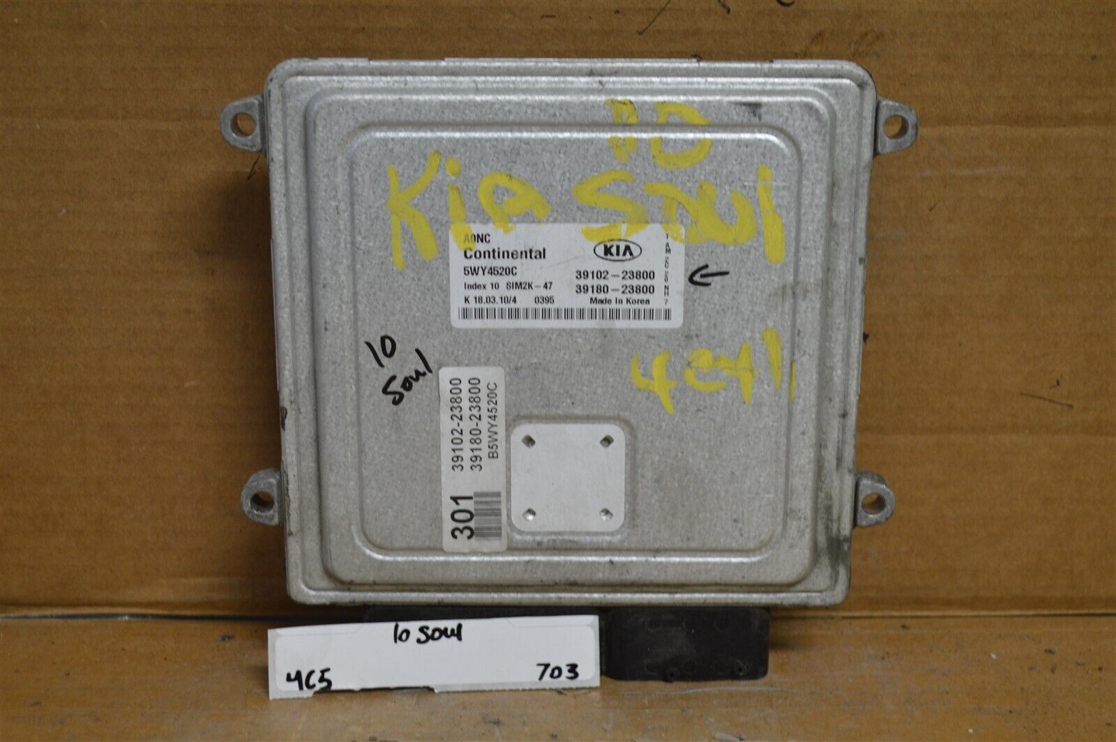 10-11 Kia Soul Engine Control Unit ECU 3910223800 Module 703-4C5 ...