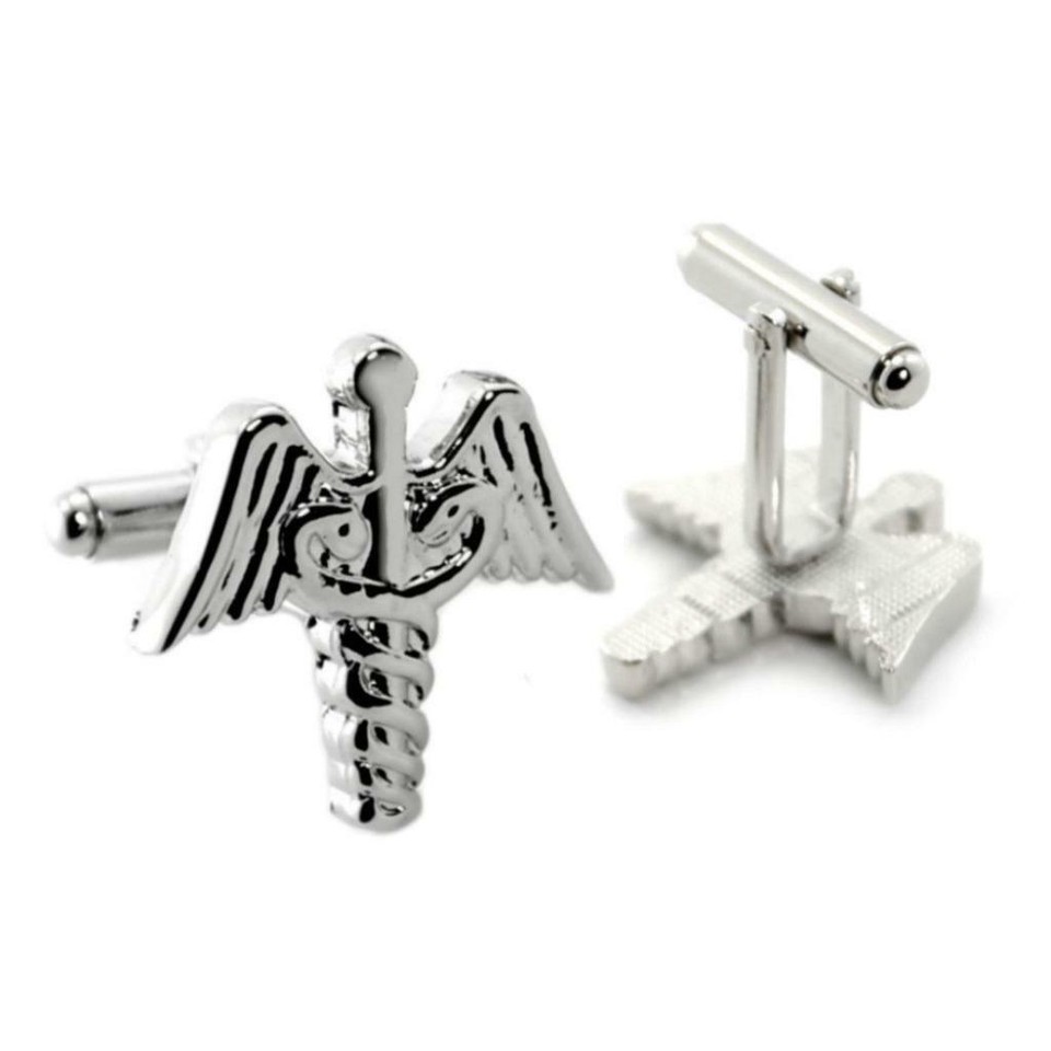 CADUCEUS CUFFLINKS Doctor Nurse Surgeon Medical Emblem Symbol NEW w ...