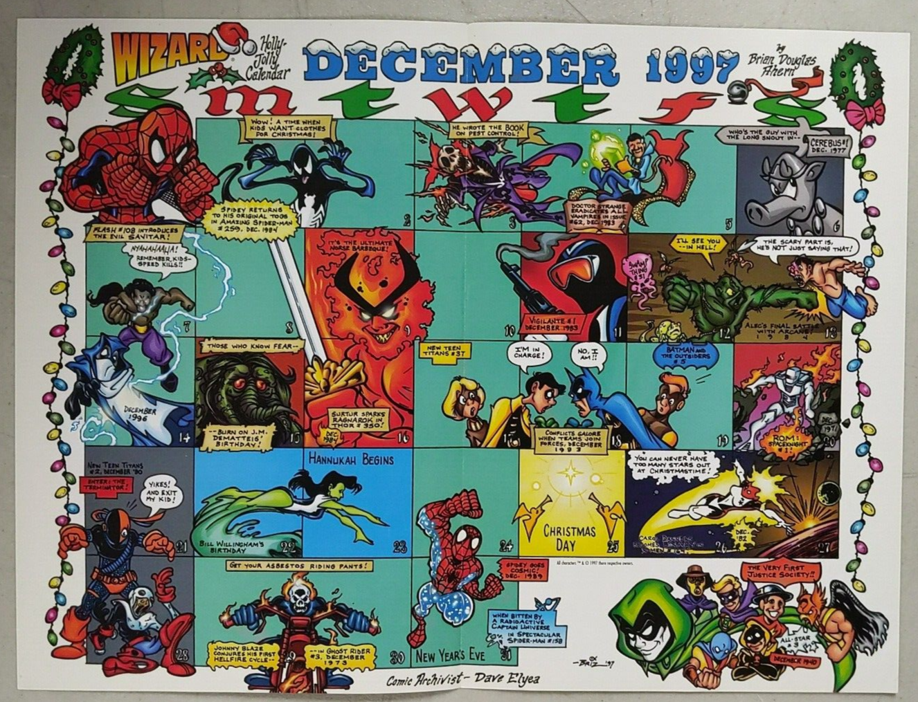 Marvel Comics Wizard X-Men Wolverine 1997 December Calendar Spiderman ...