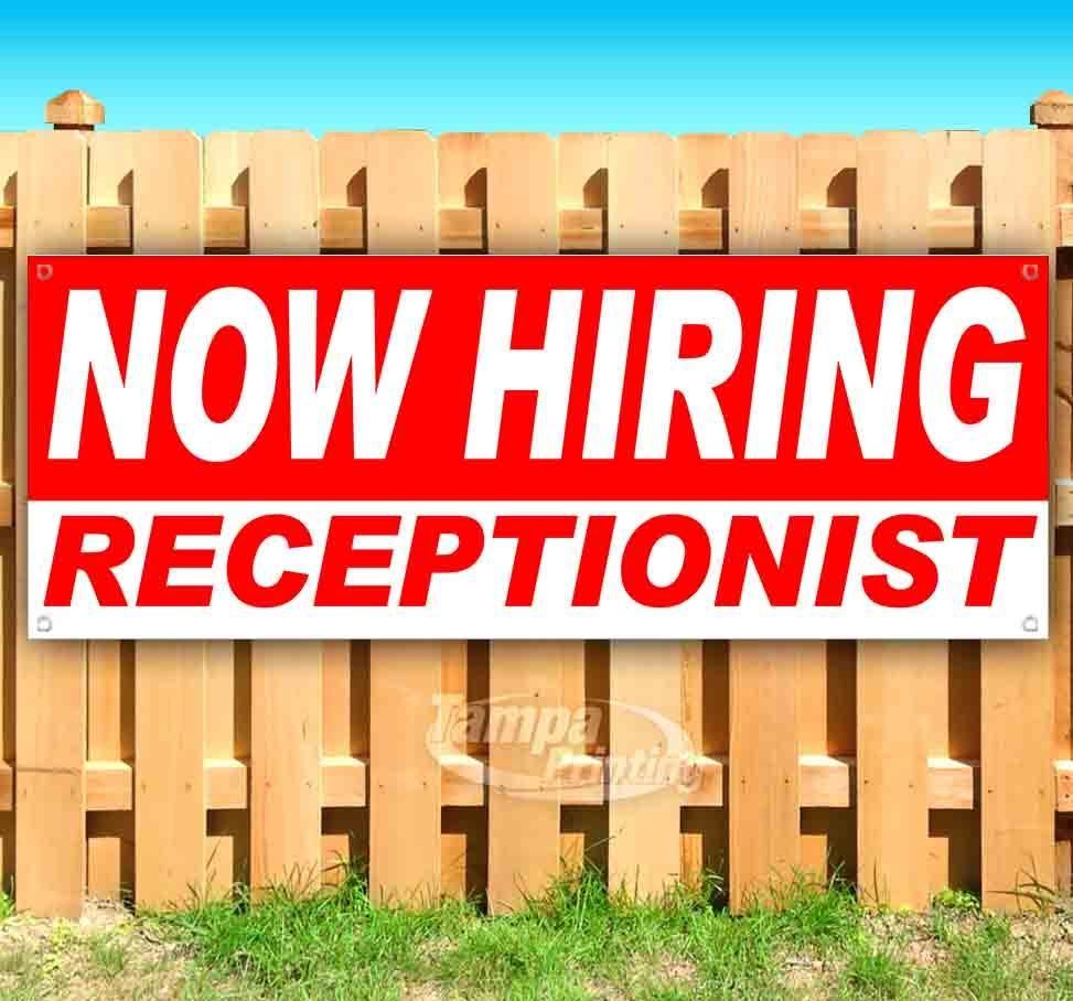 NOW HIRING RECEPTIONIST Advertising Vinyl Banner Flag Sign Many Sizes ...
