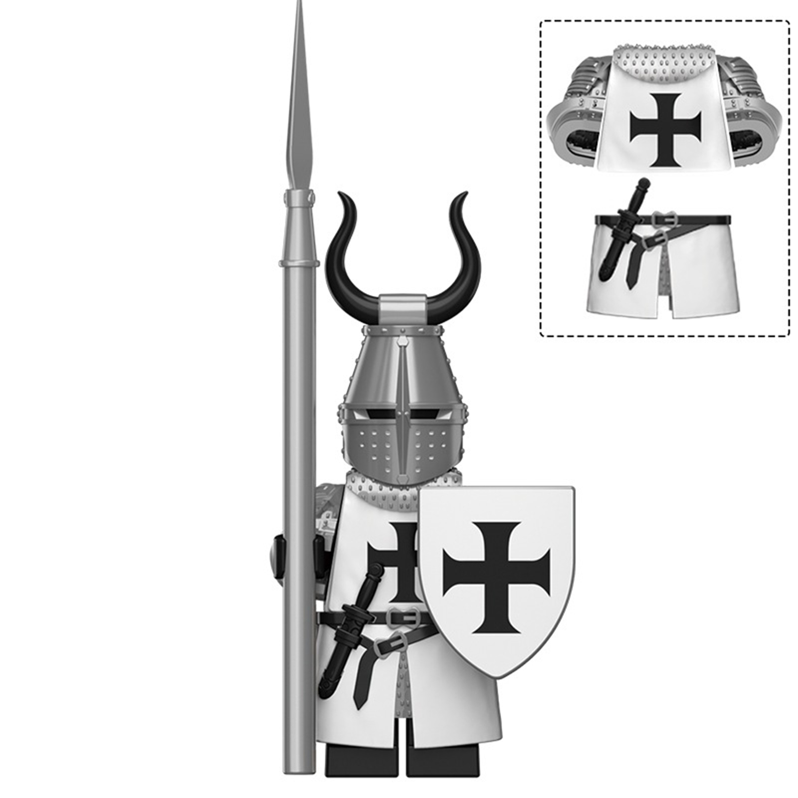 8pcs Medieval Knights Minifigures Toys Crusader Teutonic Templars Knights - Building Toy ...