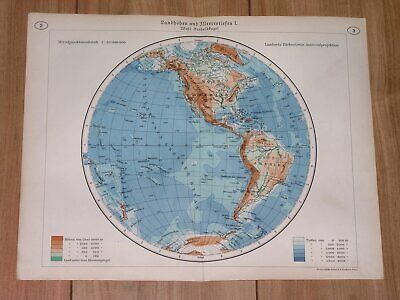1938 ORIGINAL VINTAGE MAP OF THE WORLD WESTERN HEMISPHERE AMERICA ...