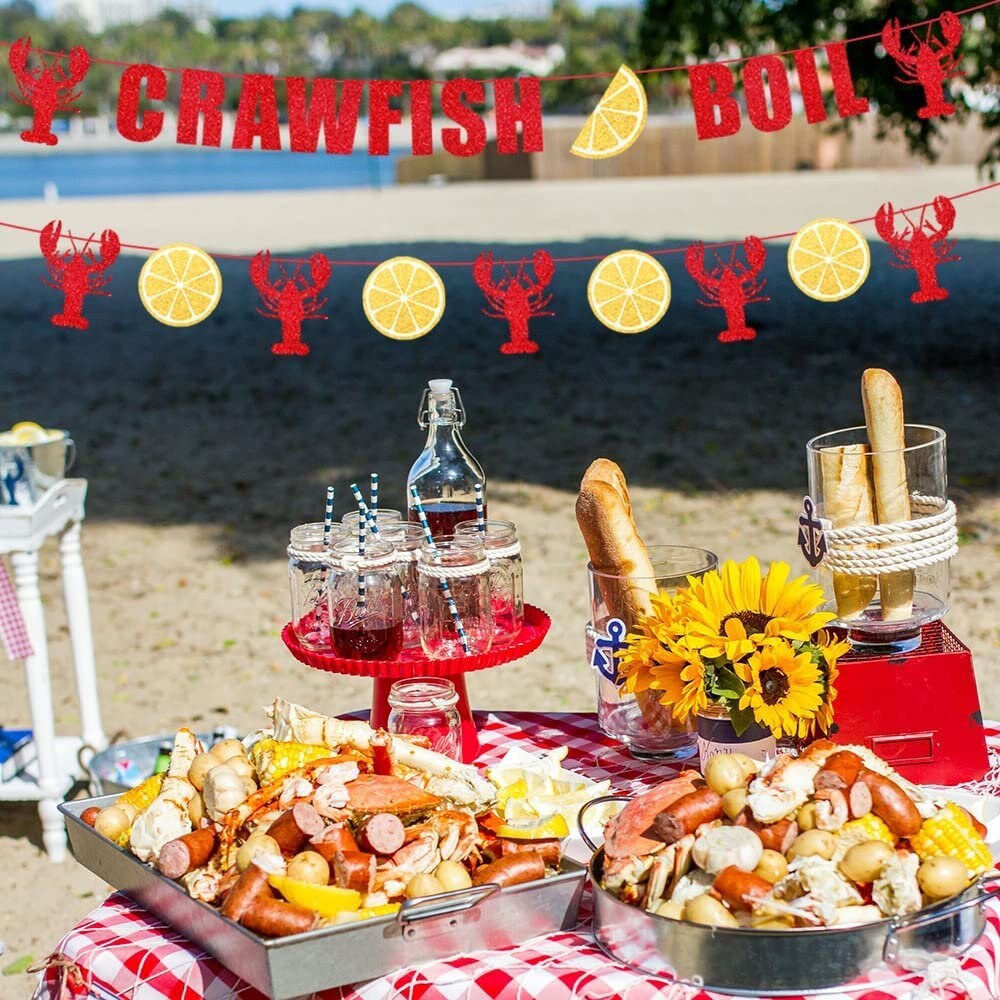 Crawfish Boil Lemon Banner Crawfish Boil Party Decorations Crawfish ...