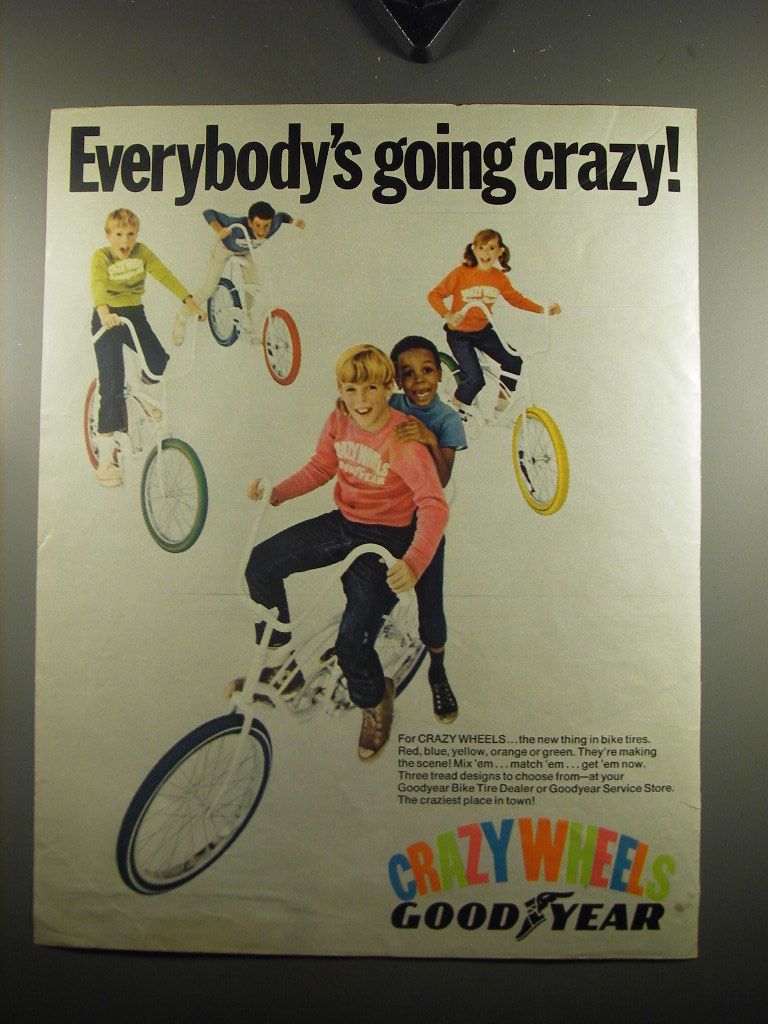 1969 Goodyear Crazywheels Bike Tires Ad - Everybody's going crazy - 1980-89