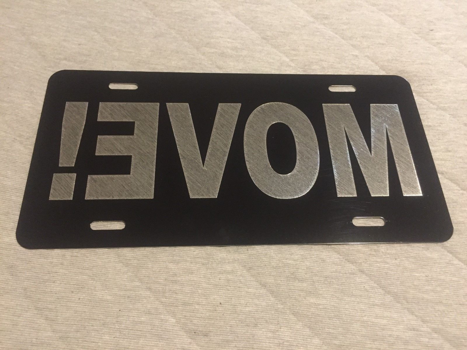 New Reverse MOVE! Diamond Etched Engraved Black License Plate Tag Best ...