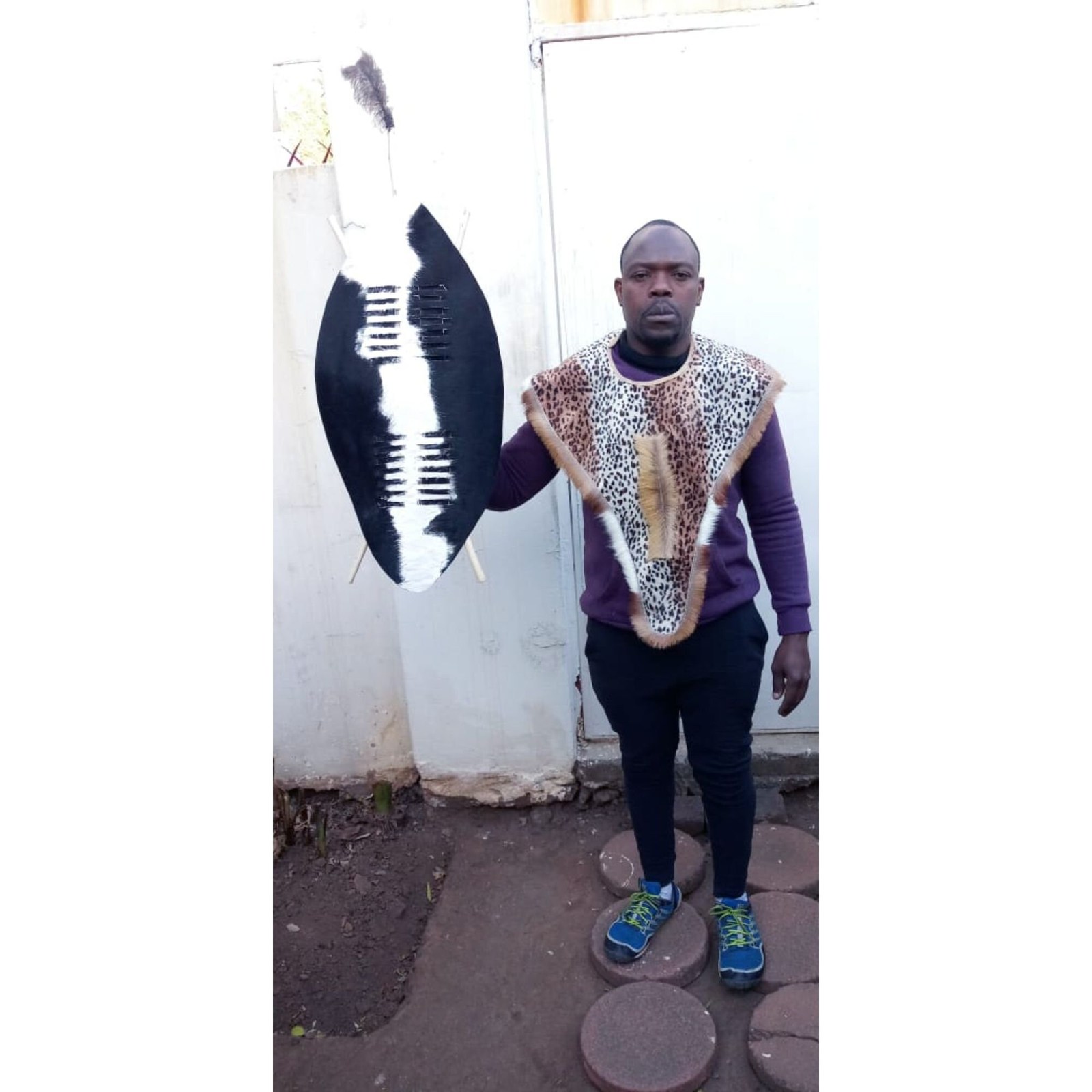 2 in 1 Zulu African Traditional cultural Shield, African warrior hat ...