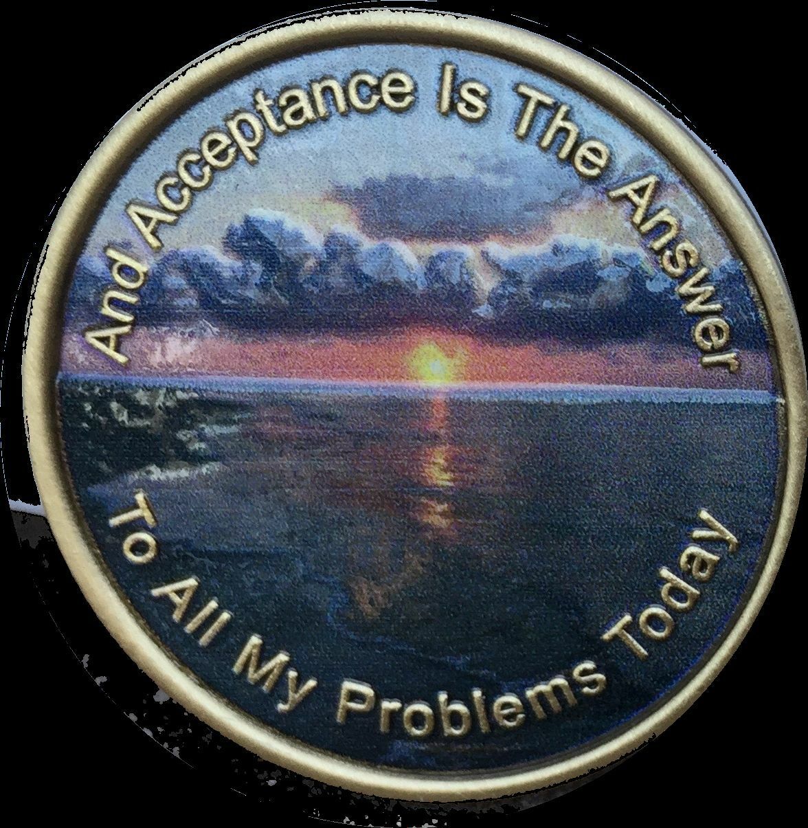 Acceptance Is The Answer Beach Sunrise Color Bronze AA Medallion Chip ...