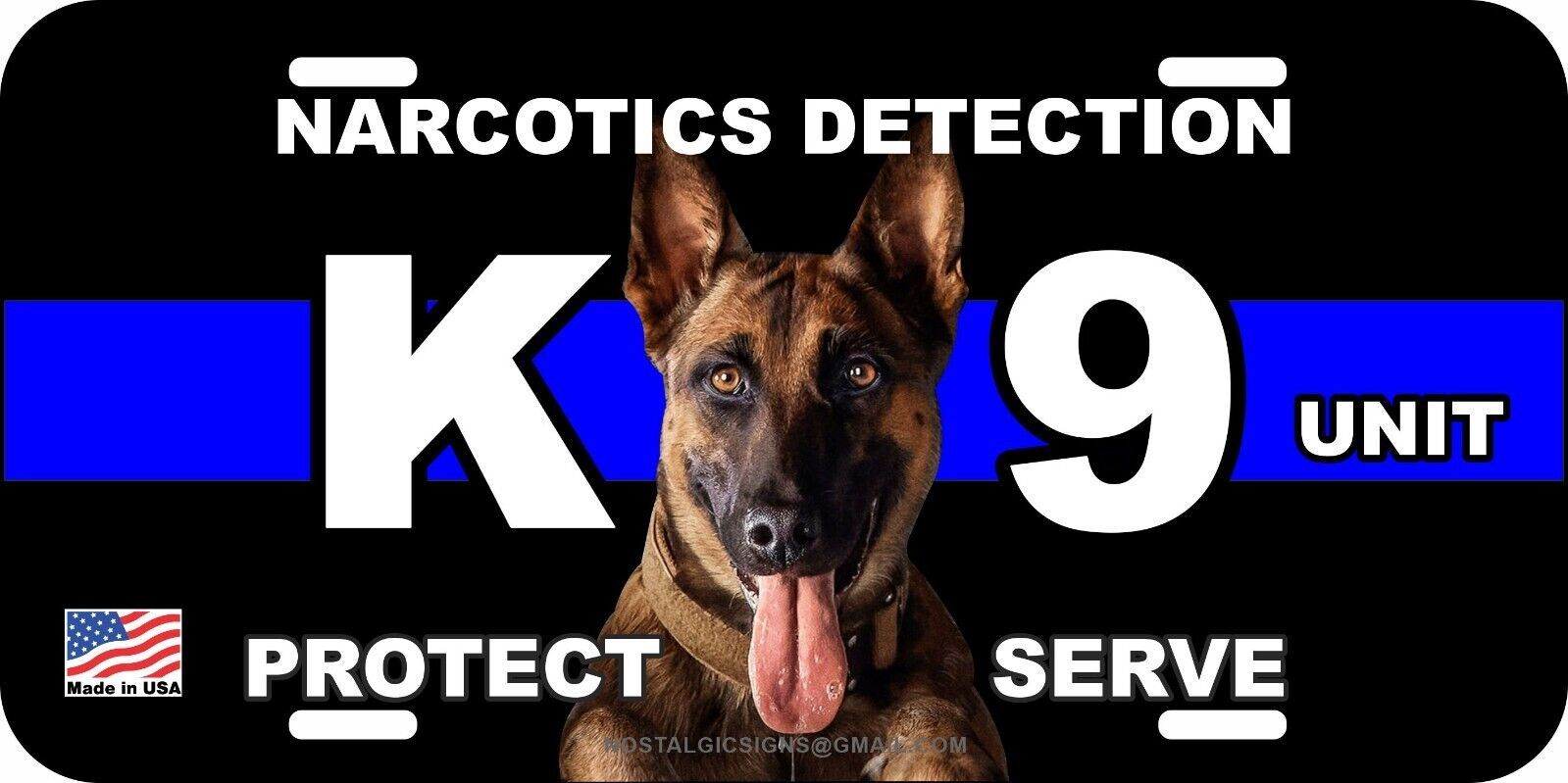 BELGIAN MALINOIS K9 K-9 DOG CANINE NARCOTICS POLICE ALUMINUM METAL ...