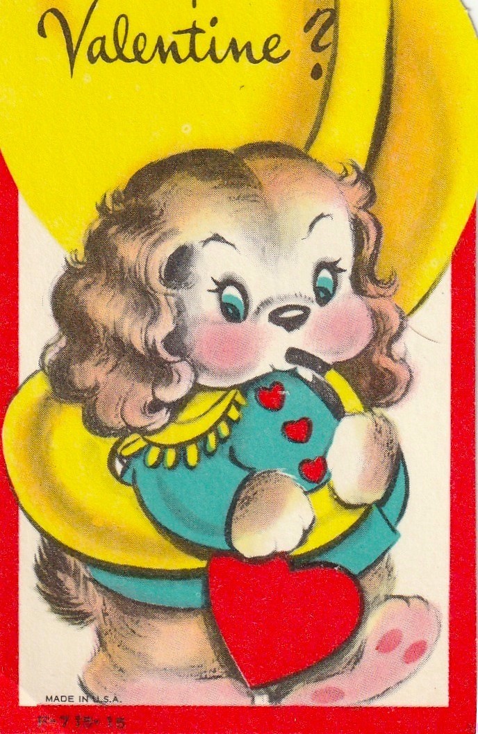 Cocker Spaniel Dog Playing a Tuba Vintage 1950's Valentine Card ...