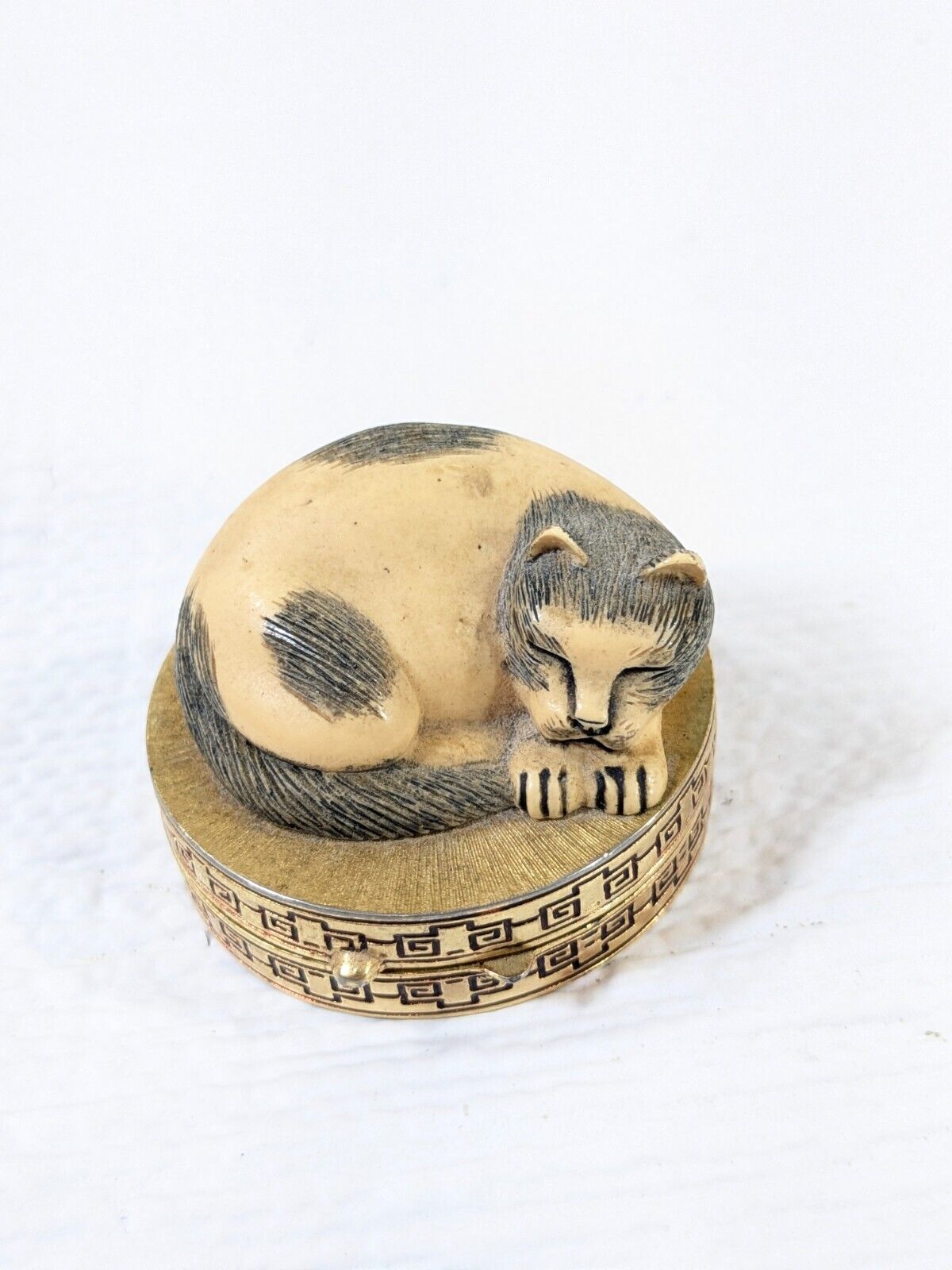 Vintage Estee Lauder Sleeping Cat Cinnabar Solid Perfume Compact Ivory ...