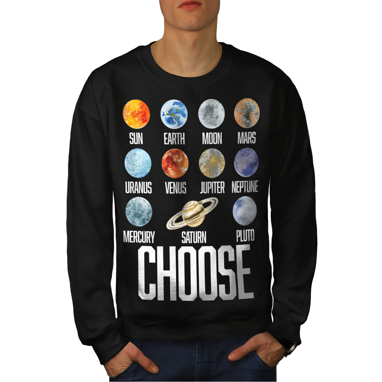 Planet Science Smart Geek Jumper Solar System Men Sweatshirt - Activewear
