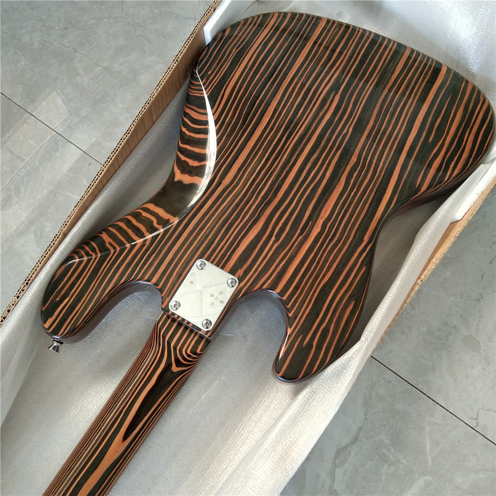 Zebra Wood Body 4 Strings Electric Bass Guitar,Zebra Wood Neck SD472 ...