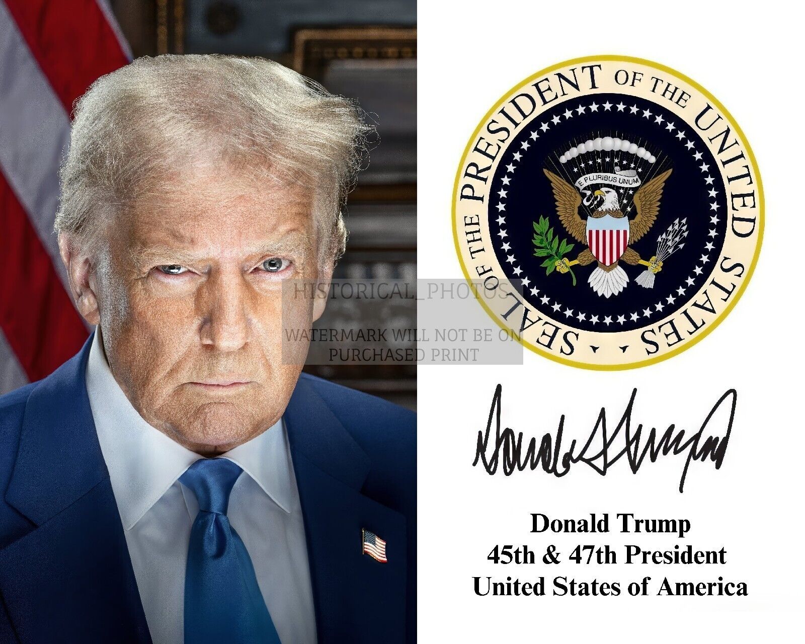 PRESIDENT DONALD TRUMP OFFICIAL 2025 WHITE HOUSE PRESIDENTIAL SEAL 8X10 ...