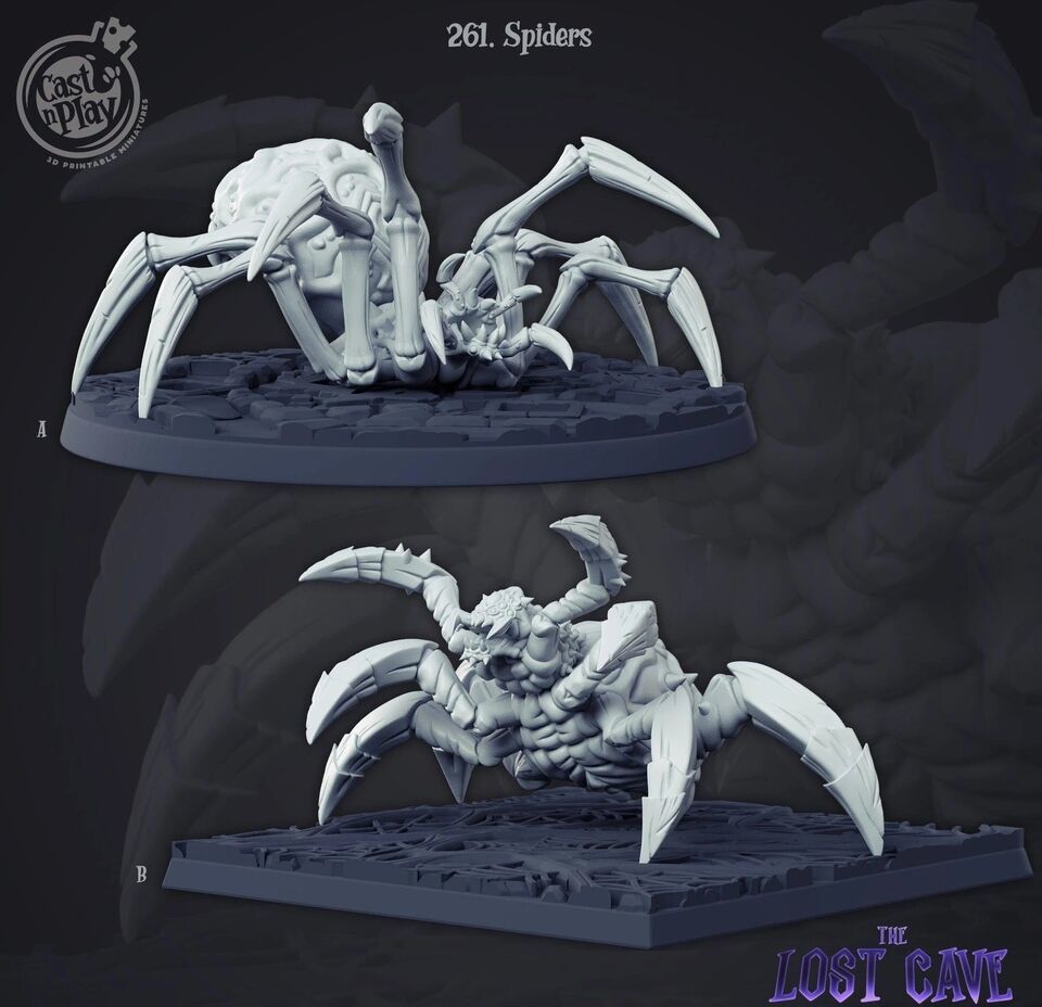 3D Printed Cast n Play Spiders Set 28mm 32mm D&D - 28mm