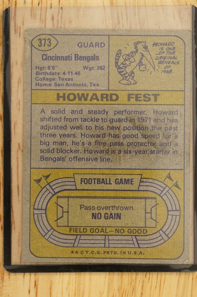 Vintage FOOTBALL Trading Card 1974 Topps #373 HOWARD FEST Bengals ...