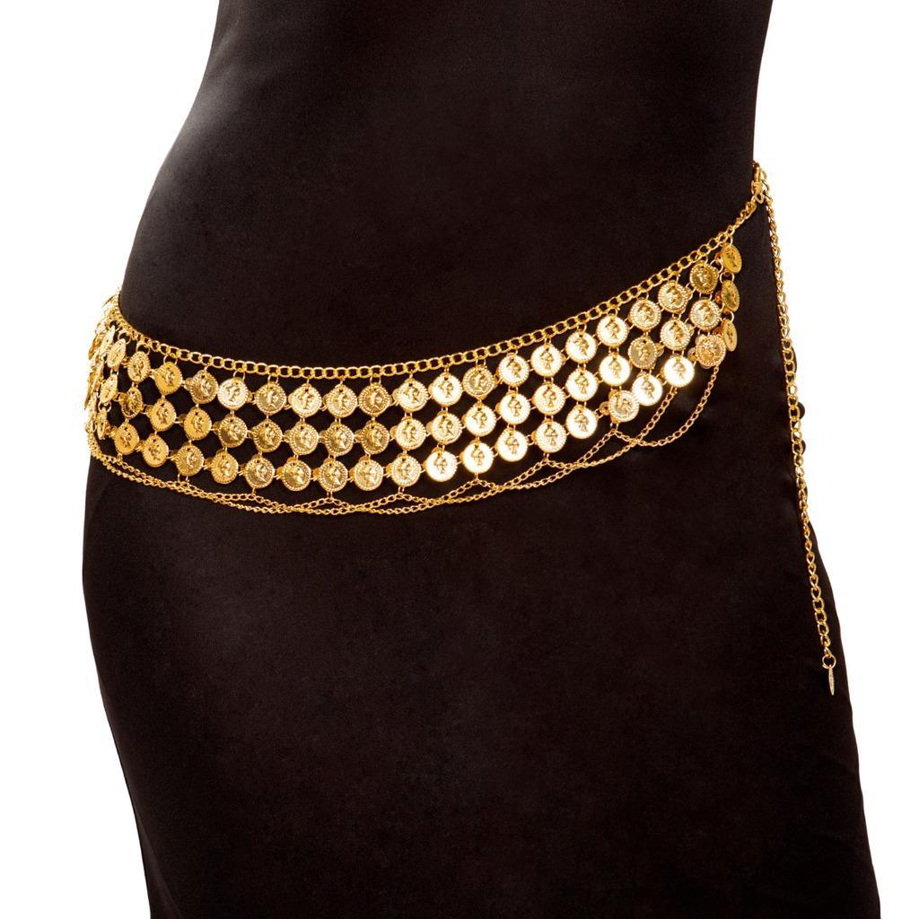 Gold Coin Belt Belly Dancer Hip Wrap Medallions Fortune Teller Costume ...