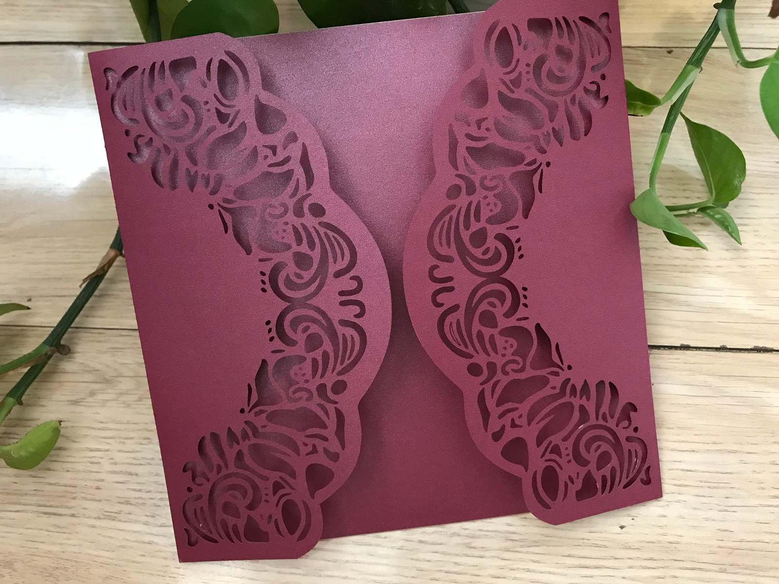 50pcs Burgundy Red laser cut Wedding invitations,Bridal Shower ...