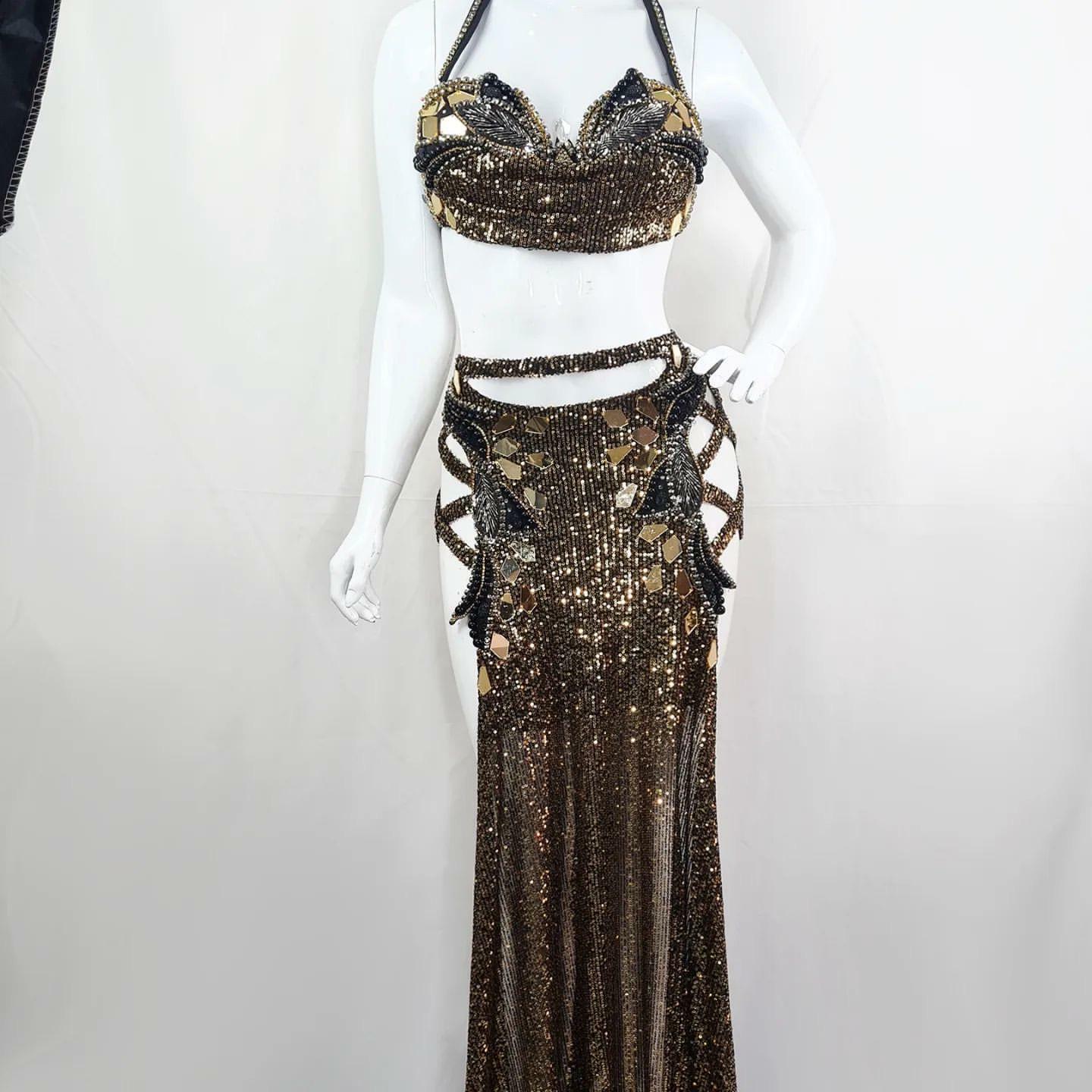 Custom Belly Dance Costume: Luxury Sequin Dress, Stage Wear, Cosplay ...