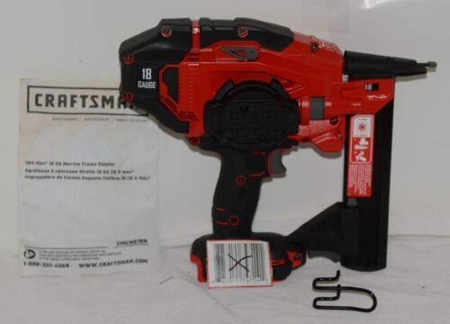 Craftsman CMCN618N 18 Gauge 20 Volt Cordless Narrow Crown Stapler Tool ...