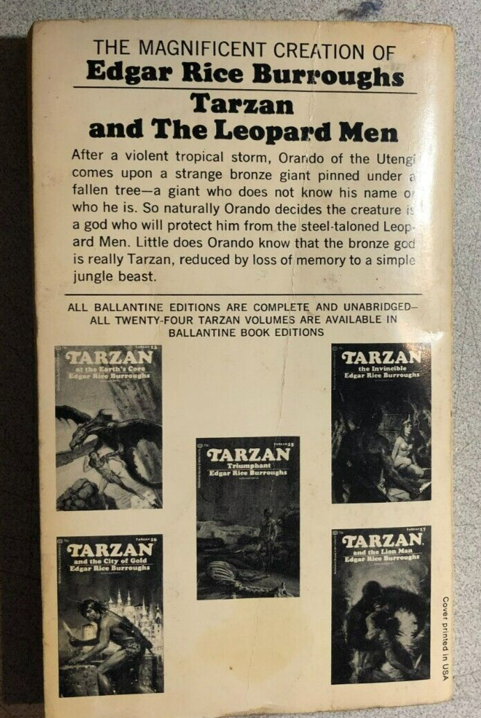 TARZAN AND THE LEOPARD MEN by Edgar Rice Burroughs (1970) Ballantine pb ...