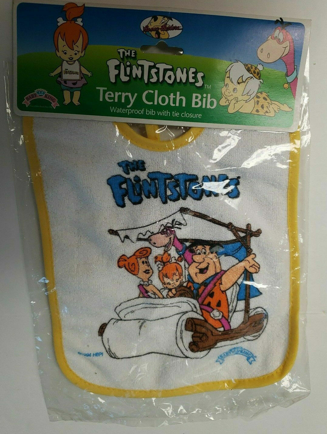 1984 Flintstone New Yellow Terry Cloth Baby Bib Hanna Barbera U166 ...
