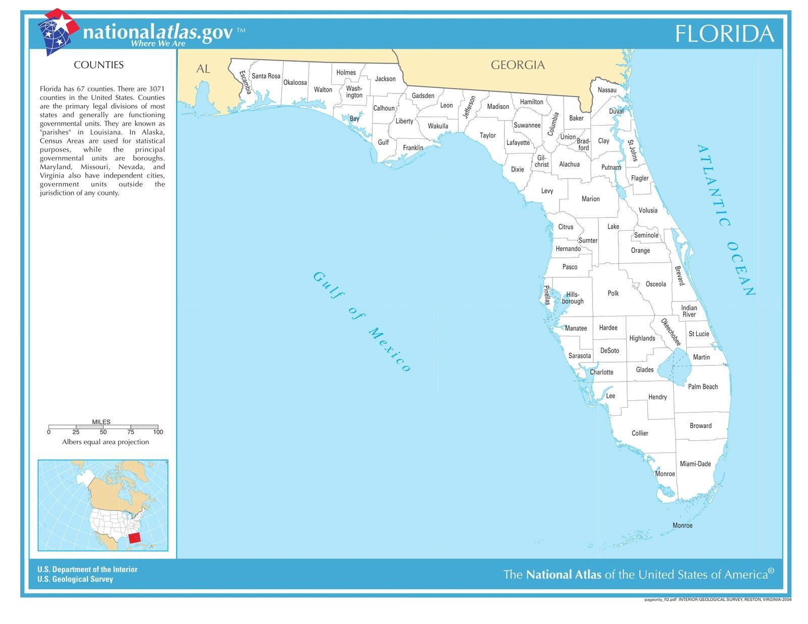 Florida State Counties Laminated Wall Map - Maps & Atlases