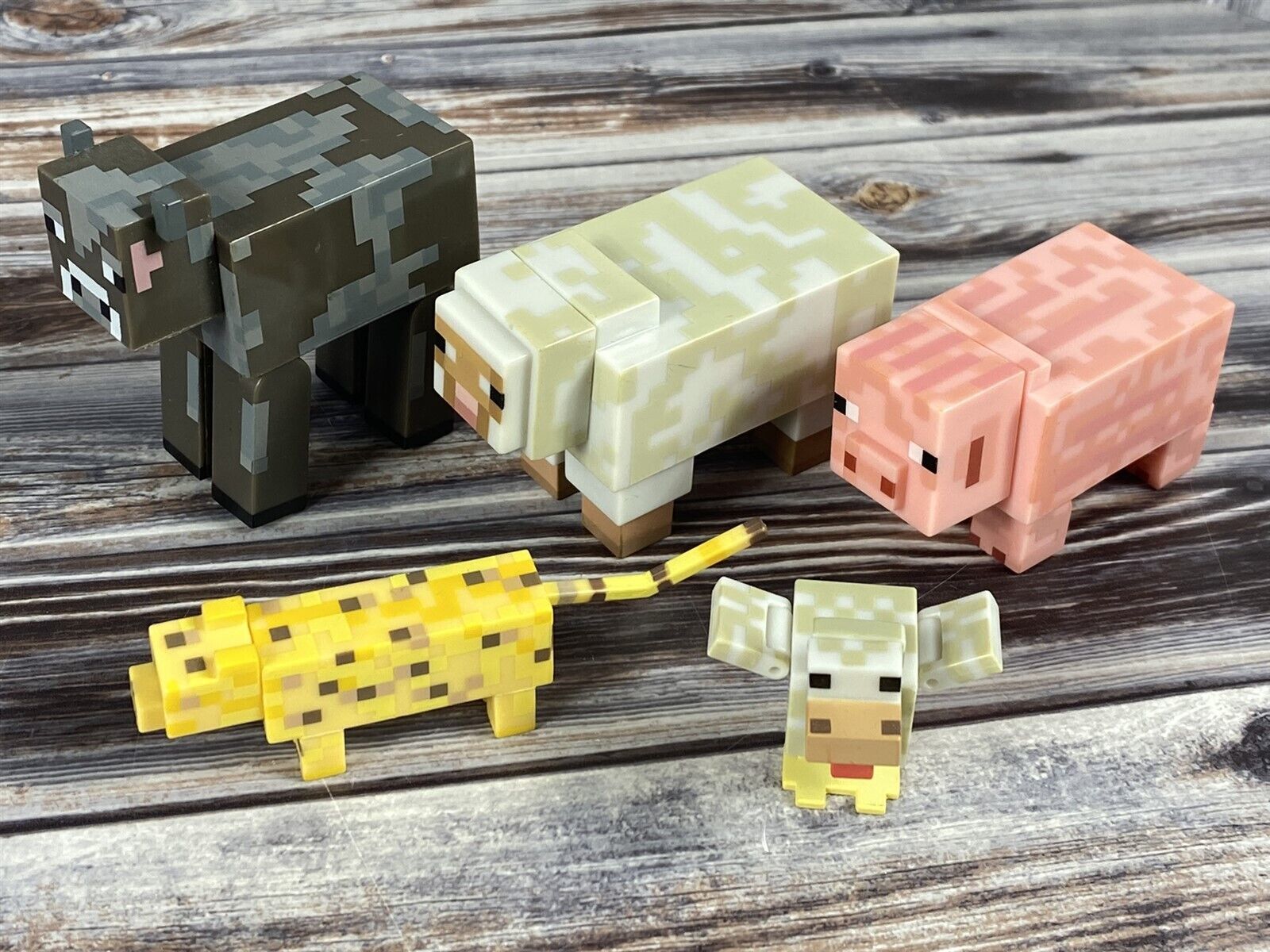 Mojang Minecraft Overworld Farm Animals Mob Lot - Cow Sheep Pig Ocelot ...