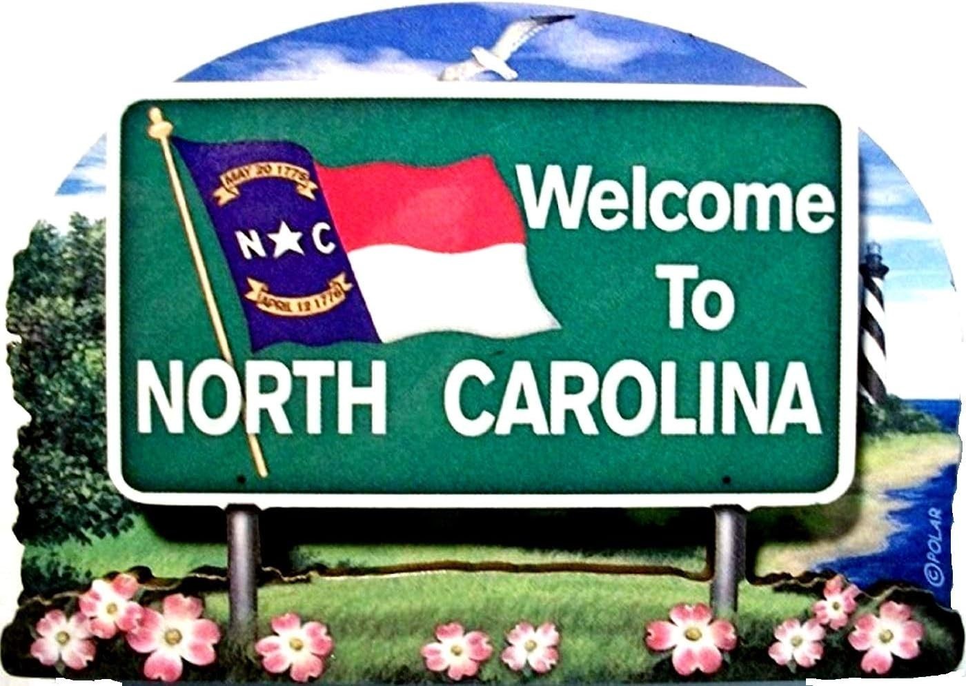 North Carolina State Welcome Sign Artwood Fridge Magnet - Refrigerator ...