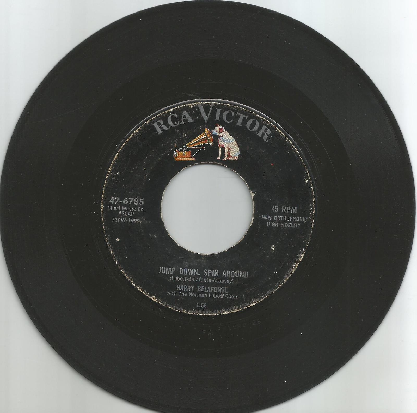 Harry Belafonte 45 rpm Jump Down Spin Around - Vinyl Records Harry Belafonte 45 rpm Jump Down Spin Around - Vinyl Records