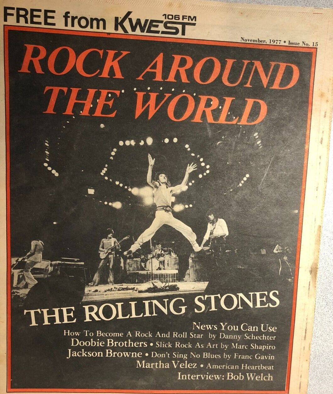 ROCK AROUND THE WORLD #15 vintage 1977 tabloid music newspaper Rolling ...