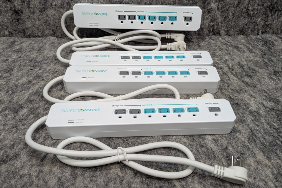 4 x NEW Simply Conserve SC73T1 7 Outlet APS Advanced Power Strip Surge ...