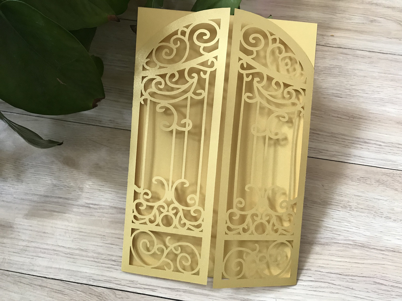 50pcs Gold Laser Cut Wedding Invitations,customize Laser Cut Invitation ...