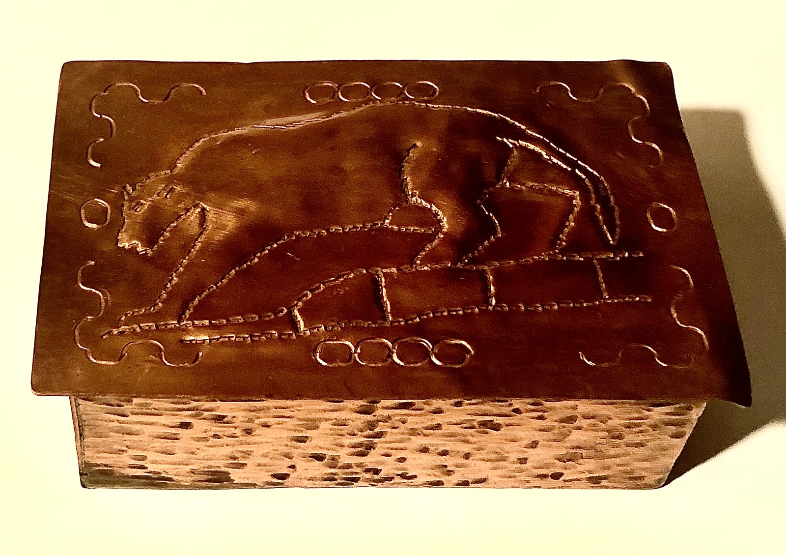 Western Arts and Crafts / Folk Art Hammered Copper Box Signed by Artist ...